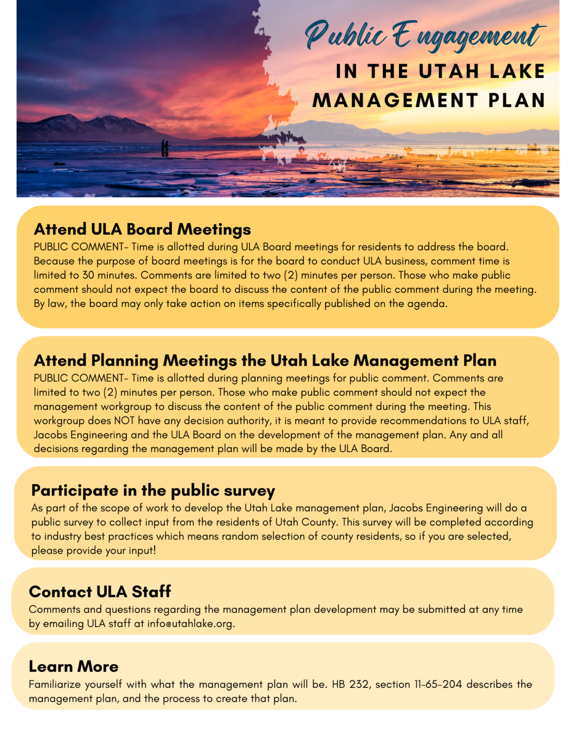 Management Plan – Utah Lake